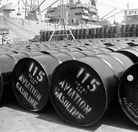 Rows Drums Aviation Gasoline On Dock Editorial Stock Photo - Stock ...