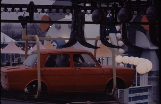 Red Vehicle Hanging On Display During Editorial Stock Photo - Stock ...