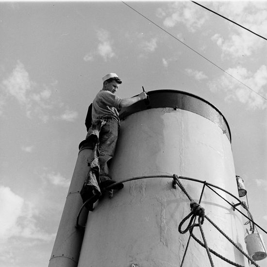 Sailor Painting Funnel United States Ship Editorial Stock Photo - Stock ...