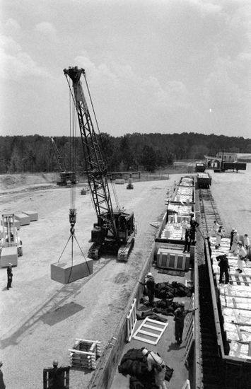 Crane Hoisting Cement Cases Filled Gas Editorial Stock Photo - Stock ...