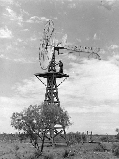 Cowboy Standing On Top Windmill Texas Editorial Stock Photo - Stock ...