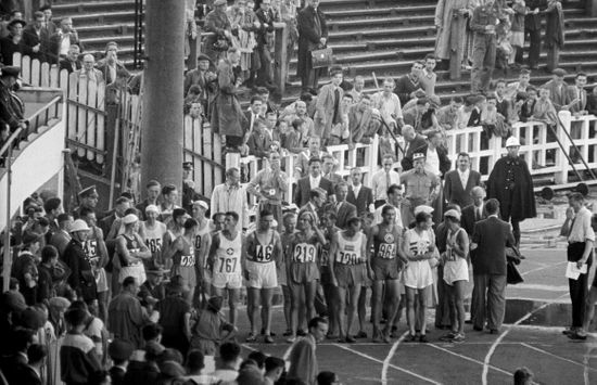 Athletes Waiting Behind Starting Line During Editorial Stock Photo ...