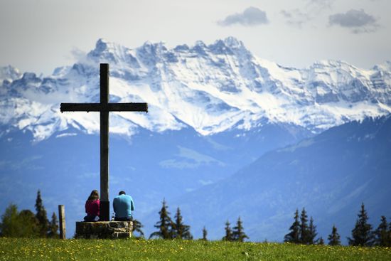 People Take Break Under Cross On Editorial Stock Photo - Stock Image ...