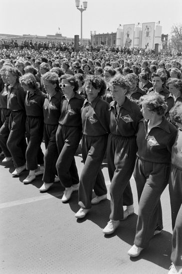 Women Marching Line During Free German Editorial Stock Photo - Stock ...