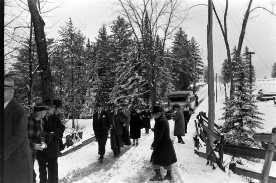 People Walking Snowy Rutted Road Away Editorial Stock Photo - Stock ...