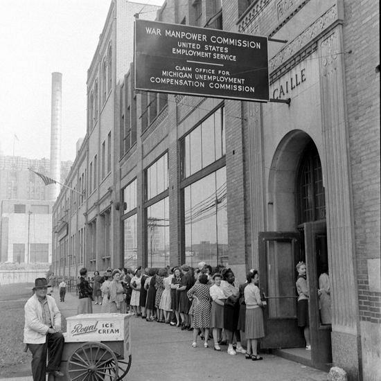 Women Lining Outside War Manpower Commission Editorial Stock Photo ...