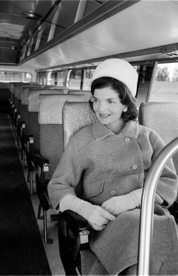 Jacqueline Kennedy Riding Bus During Political Editorial Stock Photo ...