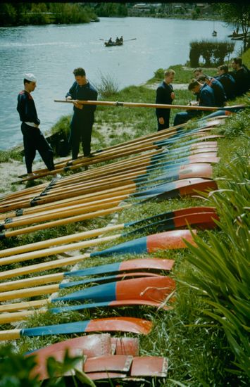 Men Sitting Standing Next Row Oars Editorial Stock Photo - Stock Image ...