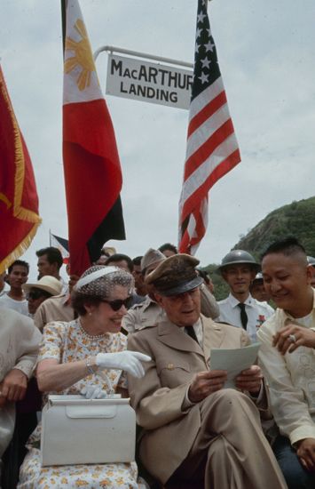 Douglas Macarthur Holding Paper During His Editorial Stock Photo ...