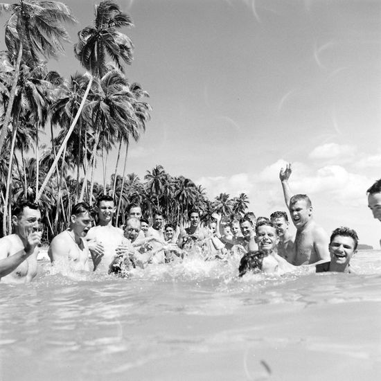 Soldiers Swimming During World War Ii Editorial Stock Photo - Stock ...