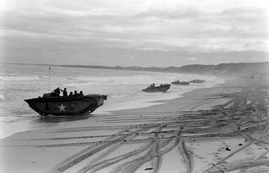 Soldiers Riding Amphibious Tractors Called Alligator Editorial Stock ...