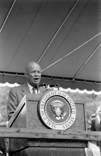 President Dwight David Eisenhower Giving Speech Editorial Stock Photo ...