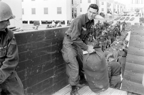 Troops Loading Bags Leave Operation Big Editorial Stock Photo - Stock ...