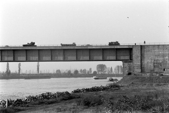 Tanks Crossing Bridge During Operation Big Editorial Stock Photo ...