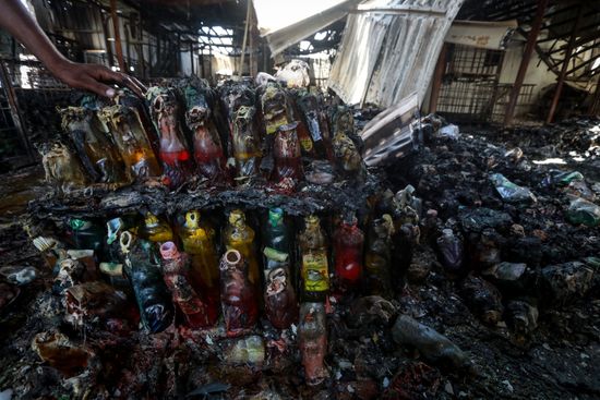 Palestinian Worker Salvages Items Damaged Factory Editorial Stock Photo ...