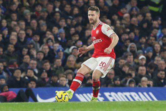 Shkodran Mustafi Arsenal Passing Ball During Editorial Stock Photo ...