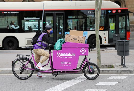 Delivery Man Barcelona Spain On April Editorial Stock Photo - Stock ...