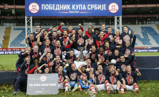Red Star Players Pose Trophy After Editorial Stock Photo - Stock Image ...
