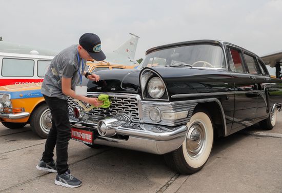Boy Washes Old Zil 111 Chaika Editorial Stock Photo - Stock Image ...