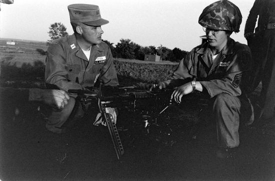 Soldiers Checking Machine Gun During Military Editorial Stock Photo ...