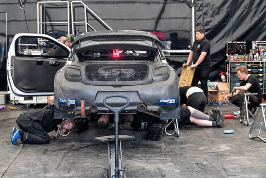 Mechanics Working On Mark Vehicle Between Editorial Stock Photo - Stock ...