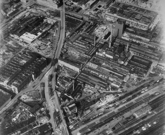 Circa 1945 Aerial View Bombdamaged Factory Editorial Stock Photo ...
