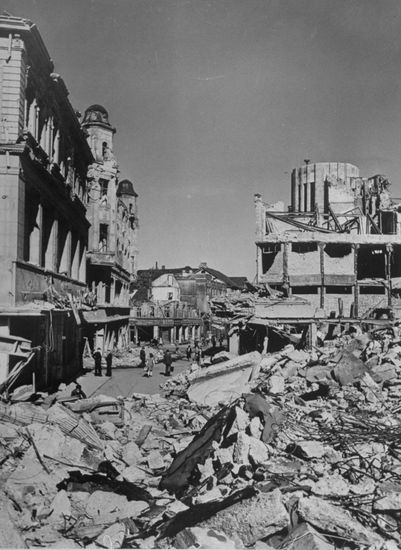 July 1945 Survivors Walking Through Bombdamaged Editorial Stock Photo ...