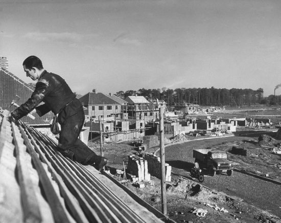 Man Building Post War Home After Editorial Stock Photo - Stock Image ...