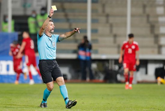 Greek Referee Anastasios Sidiropoulos Shows Yellow Editorial Stock ...