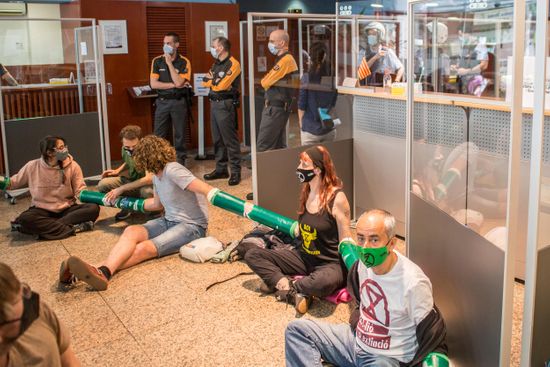 Protesters Seen Chained Inside Building During Editorial Stock Photo ...