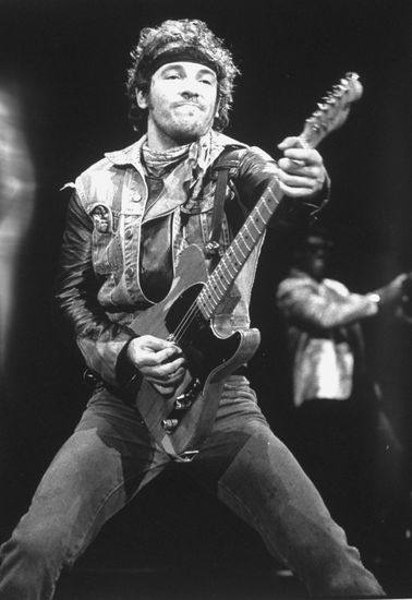 Rock Star Bruce Springsteen Playing Guitar Editorial Stock Photo ...
