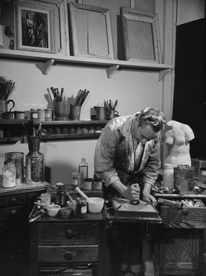 Artist Frederic Taubes Mixing Paints Editorial Stock Photo - Stock ...