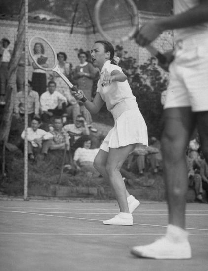 Tennis Player Gussie Moran Action On Editorial Stock Photo - Stock ...