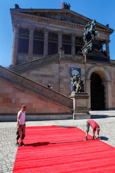 Workers Unroll Red Carpet Outside Berlinale Editorial Stock Photo ...