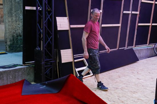 Workers Unroll Red Carpet Outside Berlinale Editorial Stock Photo ...