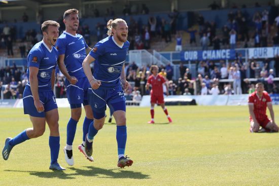 Hartlepool Uniteds Luke Armstrong Celebrates Gavan Editorial Stock ...