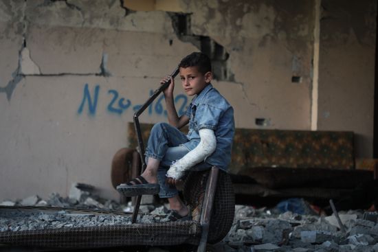 Palestinian Boy Seen Inside Building Damaged Editorial Stock Photo ...