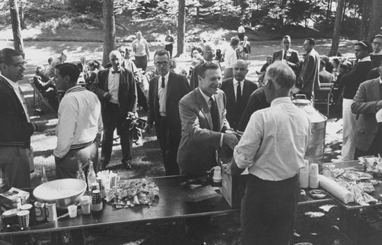 Nelson Rockefeller W Crowd Outdoor Barbeque Editorial Stock Photo ...