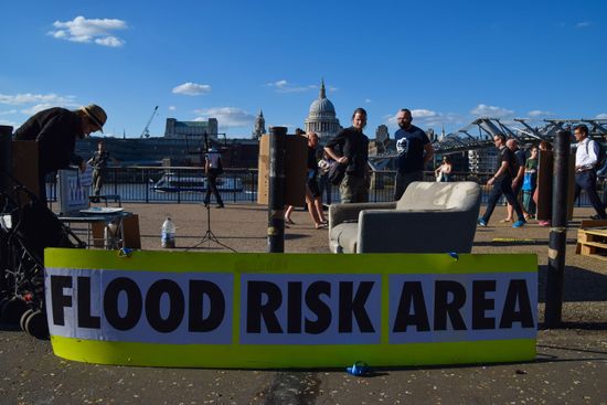 Flood Risk Area Placard Seen During Editorial Stock Photo - Stock Image ...