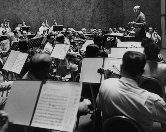 Conductor Eugene Ormandy Directing Rehearsal Editorial Stock Photo ...