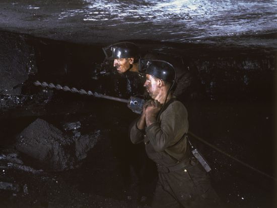 Pair Ore Miners Operate Drill Mine Editorial Stock Photo - Stock Image ...