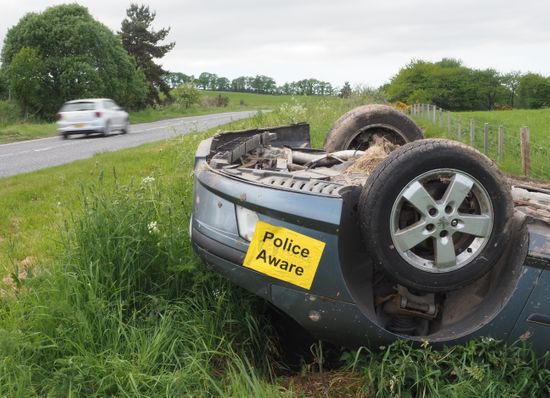 Car Upside Down Police Aware Sign Editorial Stock Photo - Stock Image ...