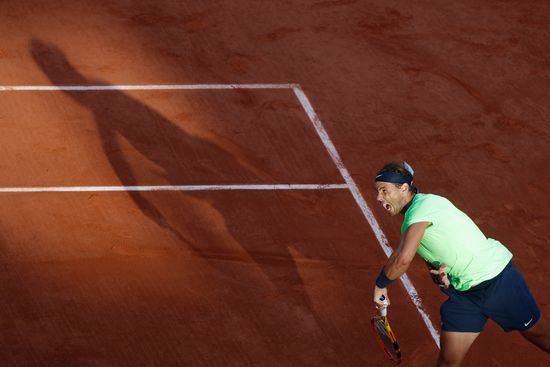 Spains Rafael Nadal Plays Against Serbias Editorial Stock Photo - Stock ...