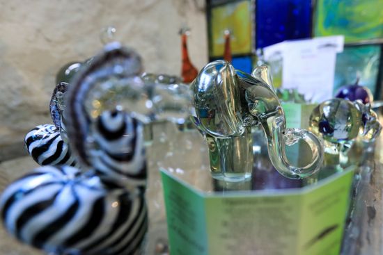 Objects Made Recycled Glass Displayed On Editorial Stock Photo - Stock ...