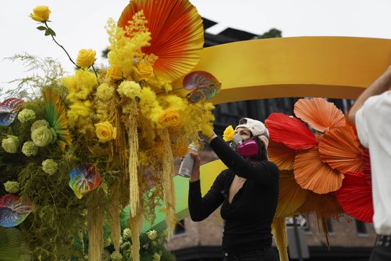 Staff Member Works On Floral Installation Editorial Stock Photo - Stock ...