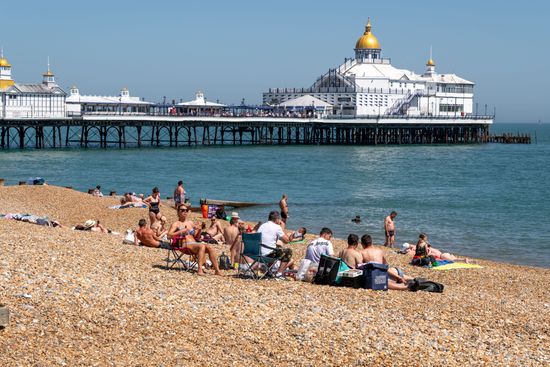 Sunshine High Temperatures On Eastbourne Beach Editorial Stock Photo ...