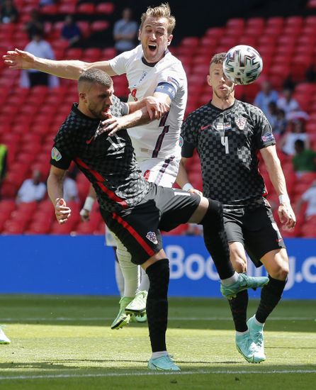 Englands Harry Kane C Jumps Header Editorial Stock Photo - Stock Image ...