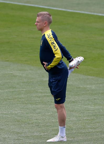 Ukraines Oleksandr Zinchenko Warmsup During Official Editorial Stock