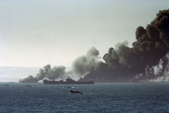 Allied Ship Hit During Axis Bombing Editorial Stock Photo - Stock Image ...