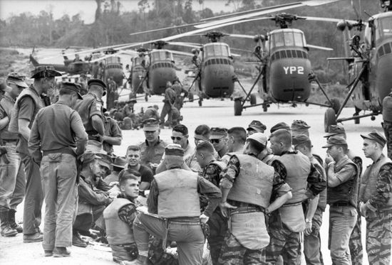 Us Marine Helicopter Crews Sit On Editorial Stock Photo - Stock Image ...
